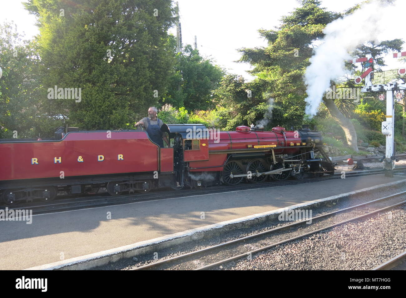 Steam engine Winston Churchill is shunted up and down the track at the ...