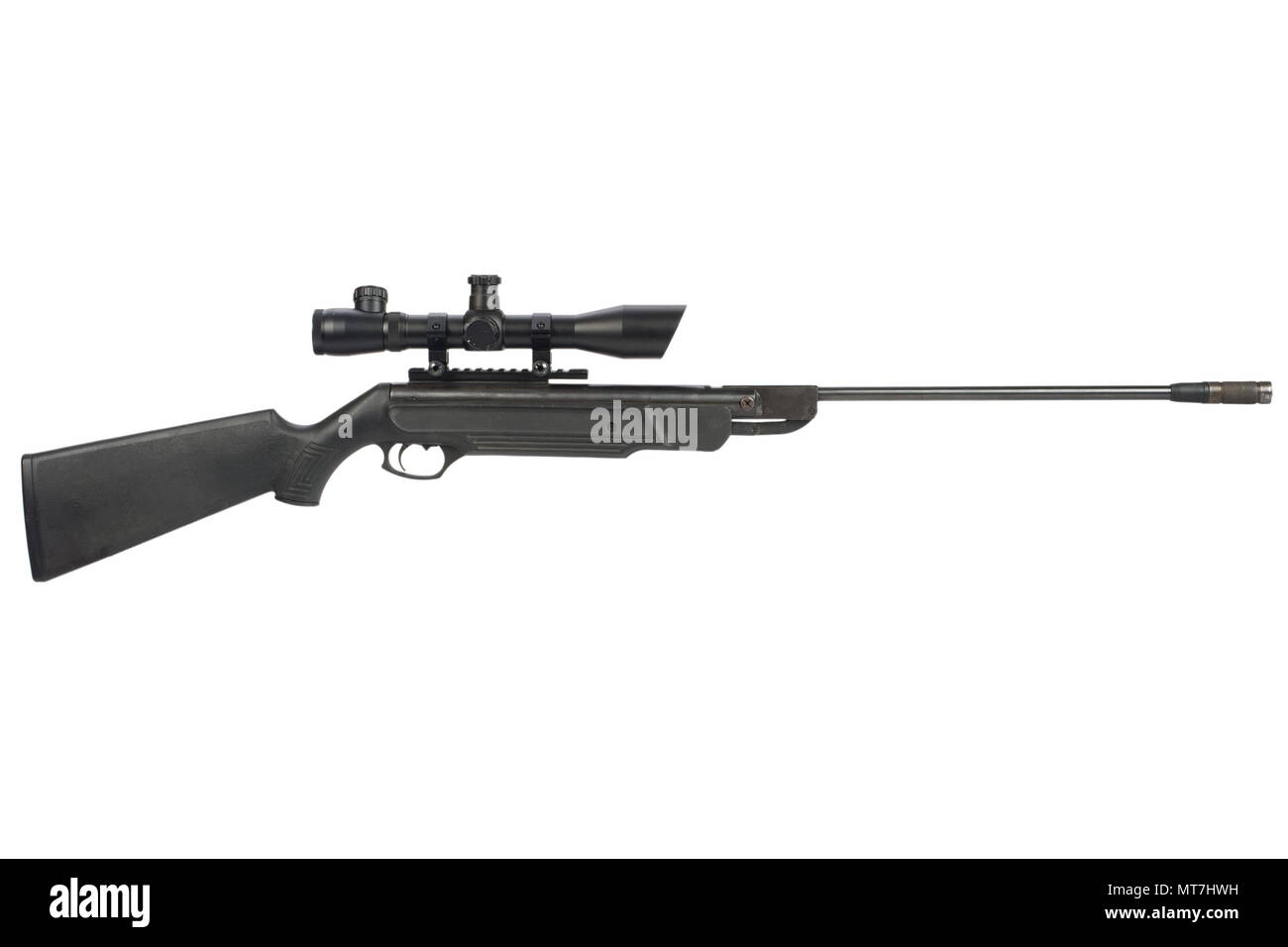 pneumatic air rifle with scope sight isolated on white background Stock ...
