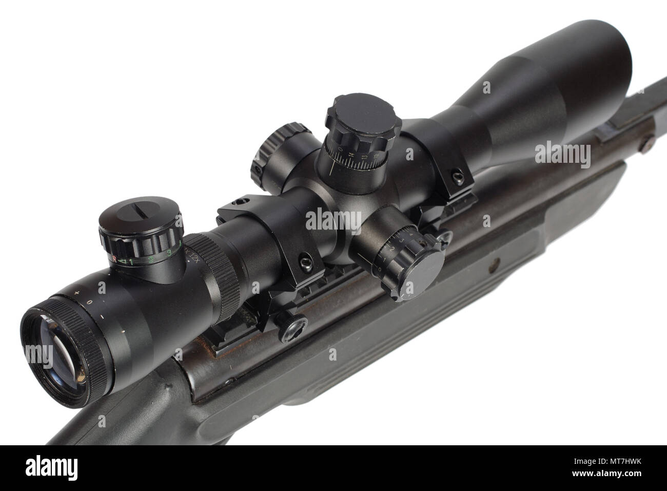 pneumatic air rifle with scope sight isolated on white background Stock ...