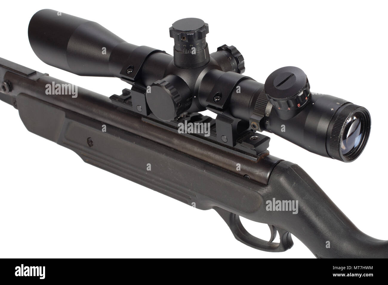 pneumatic air rifle with scope sight isolated on white background Stock ...