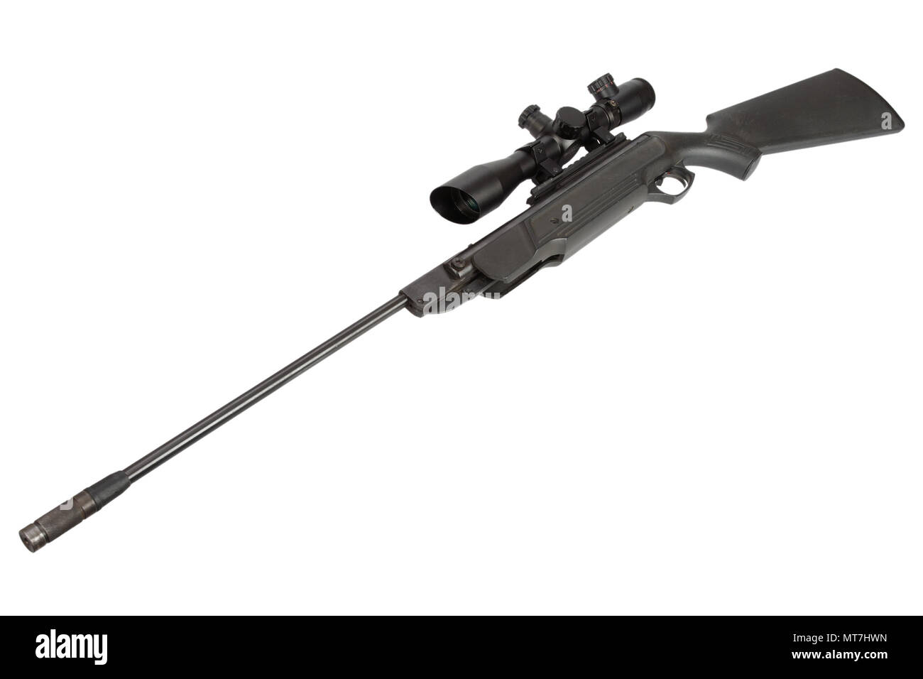 pneumatic air rifle with scope sight isolated on white background Stock ...