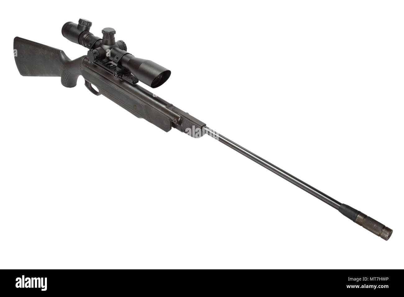 pneumatic air rifle with scope sight isolated on white background Stock ...