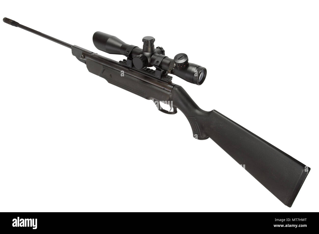 pneumatic air rifle with scope sight isolated on white background Stock ...