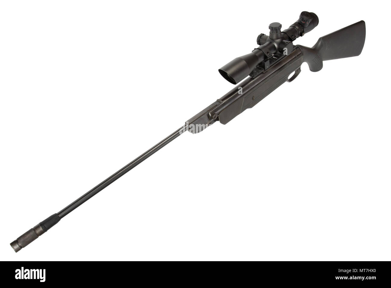 pneumatic air rifle with scope sight isolated on white background Stock ...
