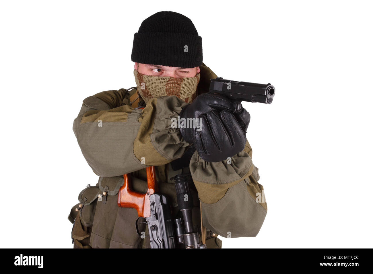 sniper with SVD sniper rifle isolated on white background Stock Photo ...