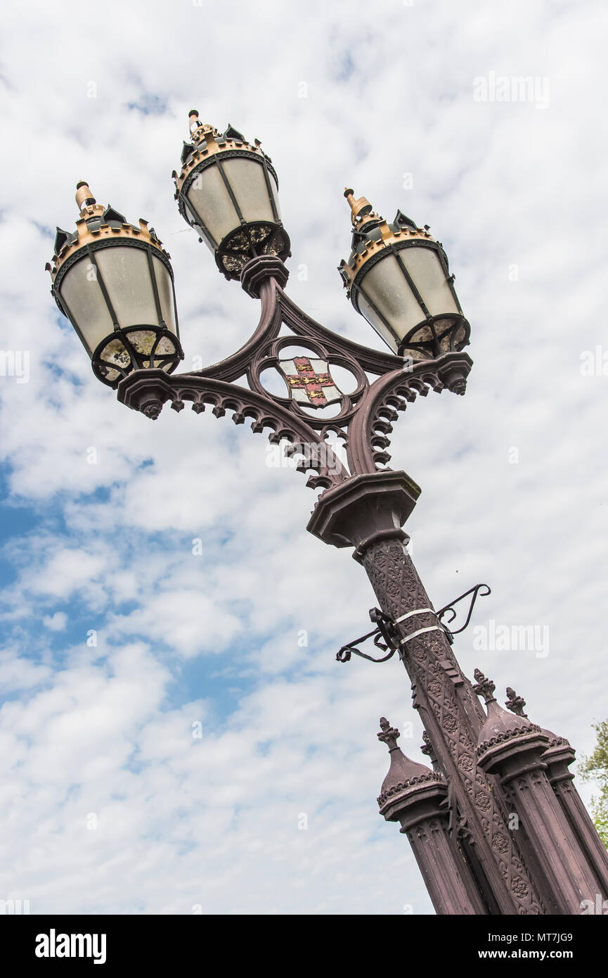 Street scene with decorative street lights in the city of York Stock ...