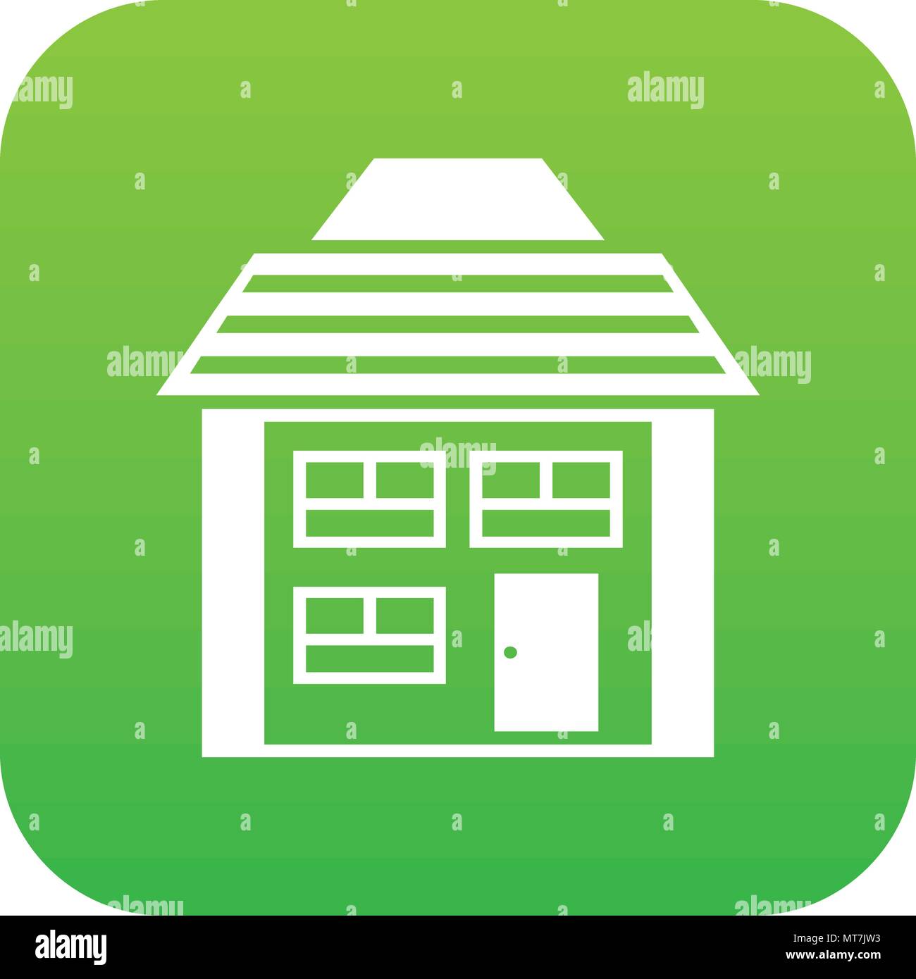 Two-storey house with sloping roof icon digital green Stock Vector ...