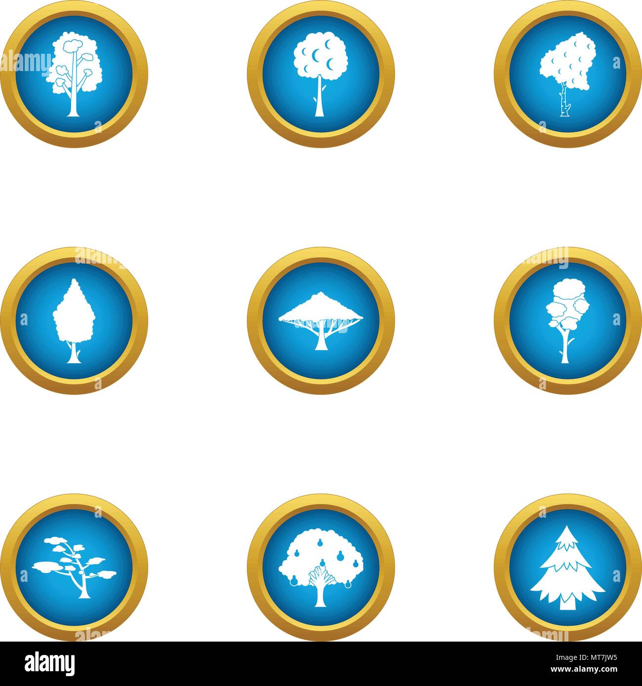 Lush tree icons set, flat style Stock Vector Image & Art - Alamy