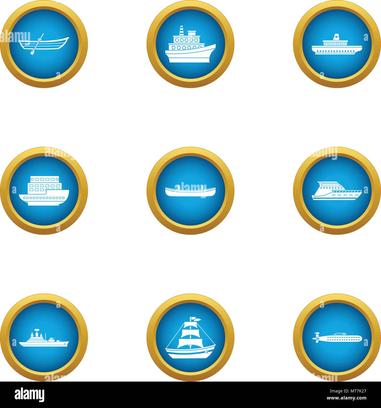 Metal boat icons set, flat style Stock Vector Image & Art - Alamy