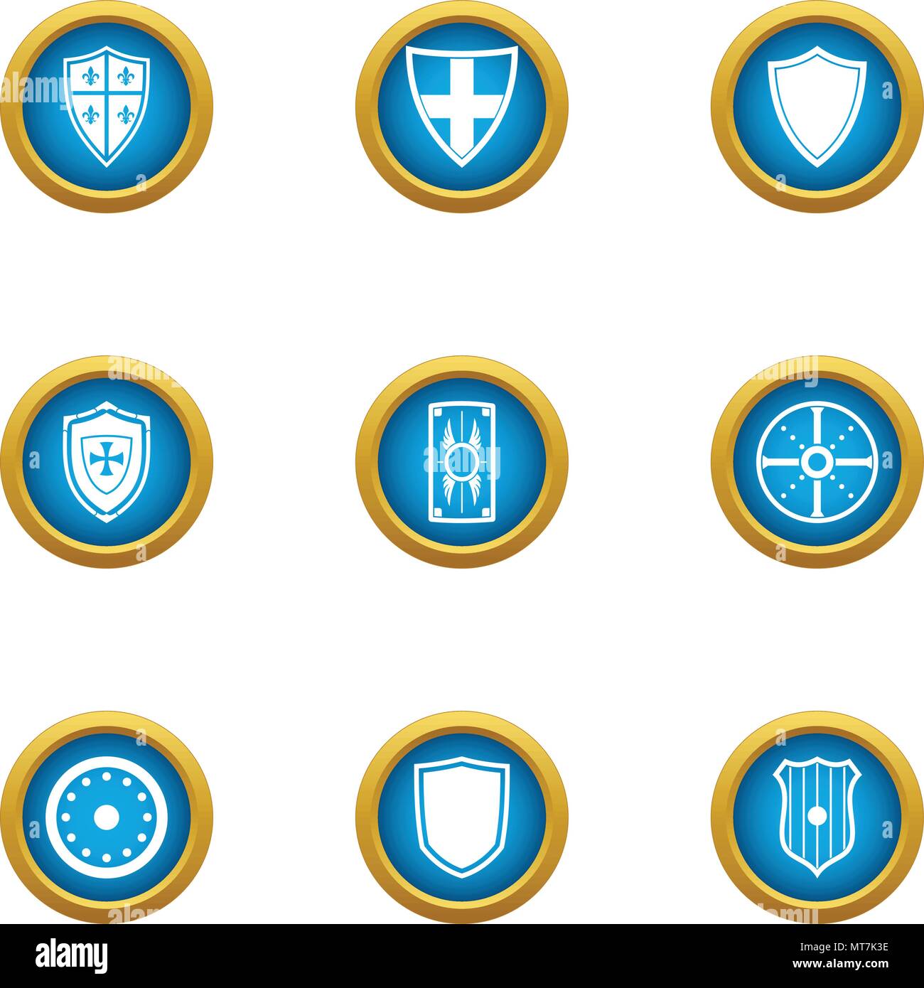 Ancient shield icons set, flat style Stock Vector Image & Art - Alamy