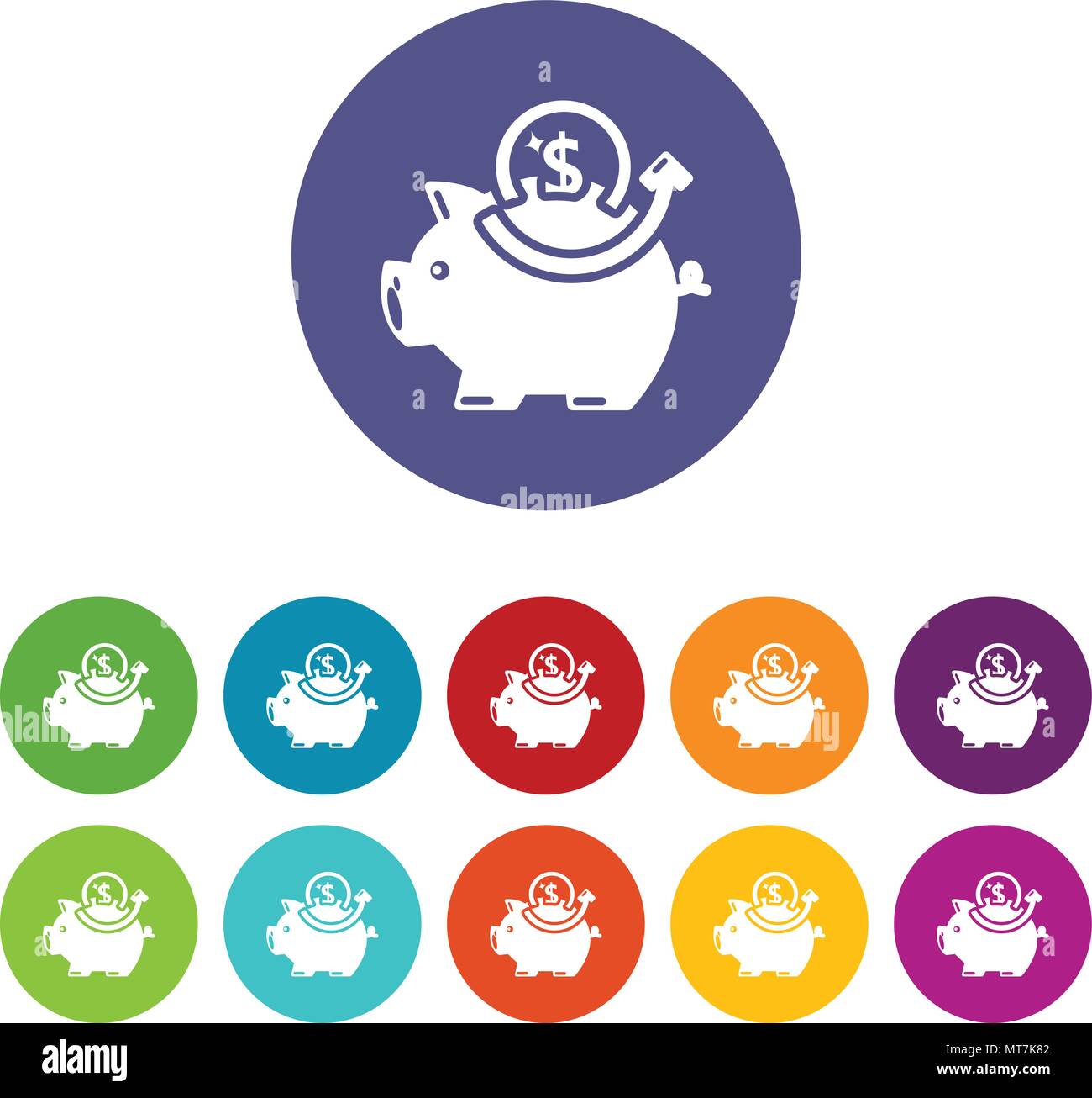 Pig money icons set vector color Stock Vector Image & Art - Alamy