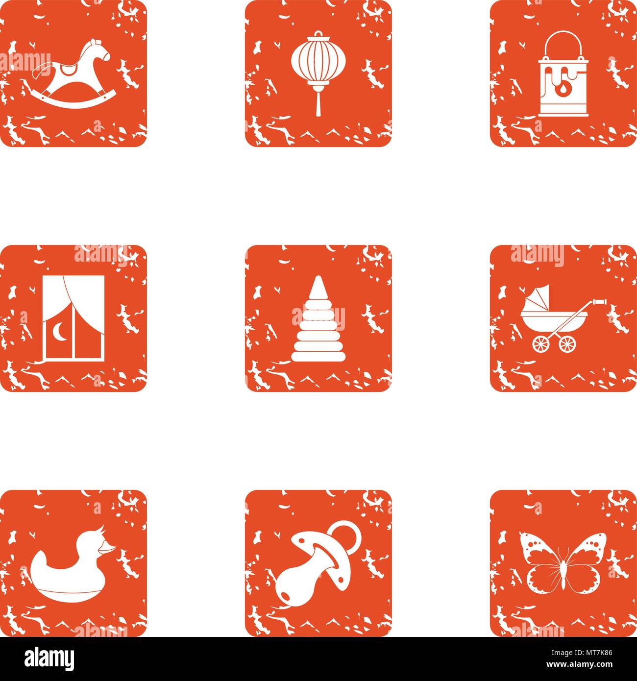 Small child playground icons set, grunge style Stock Vector Image & Art ...