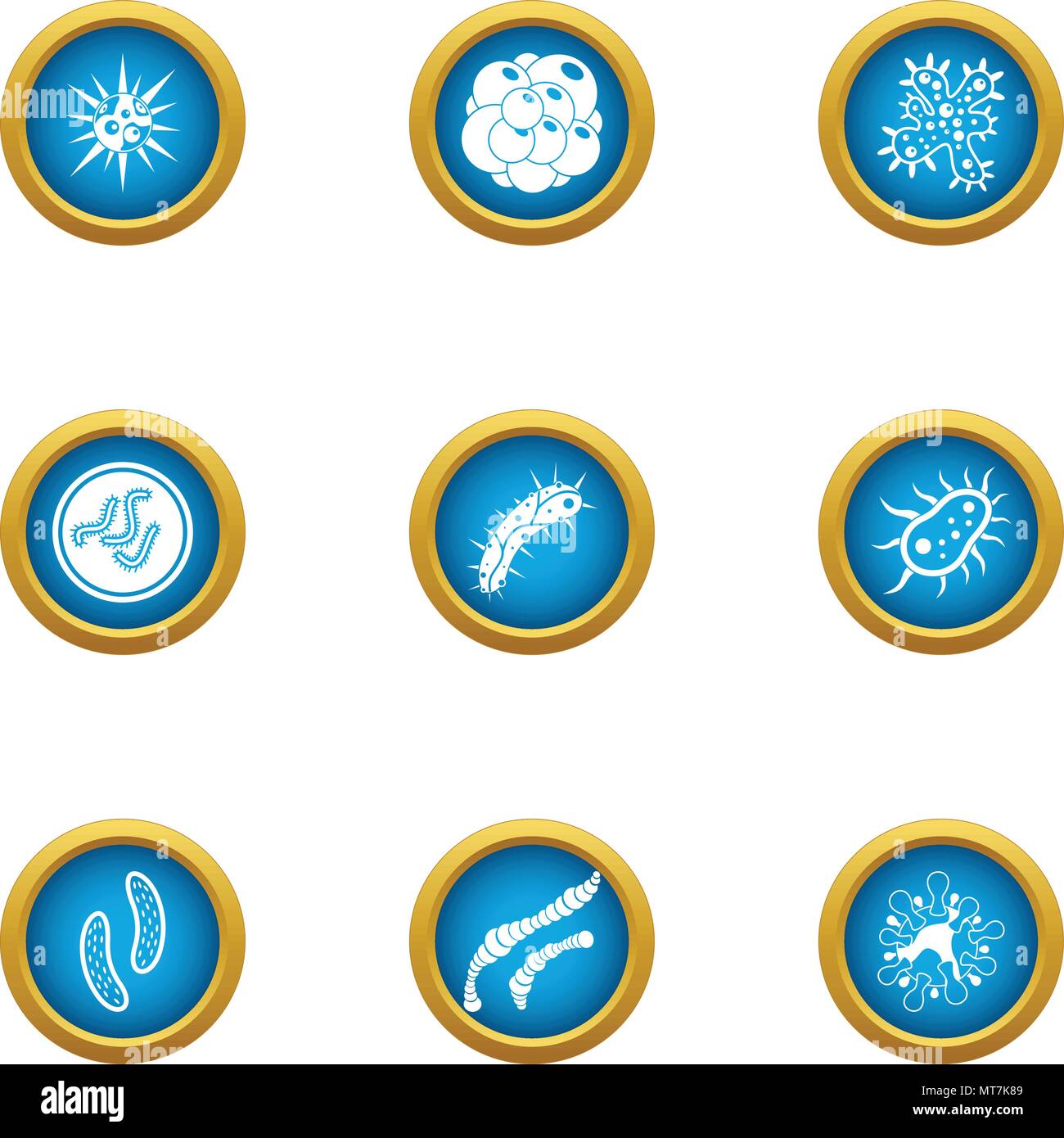 Attack of the microbe icons set, flat style Stock Vector Image & Art ...