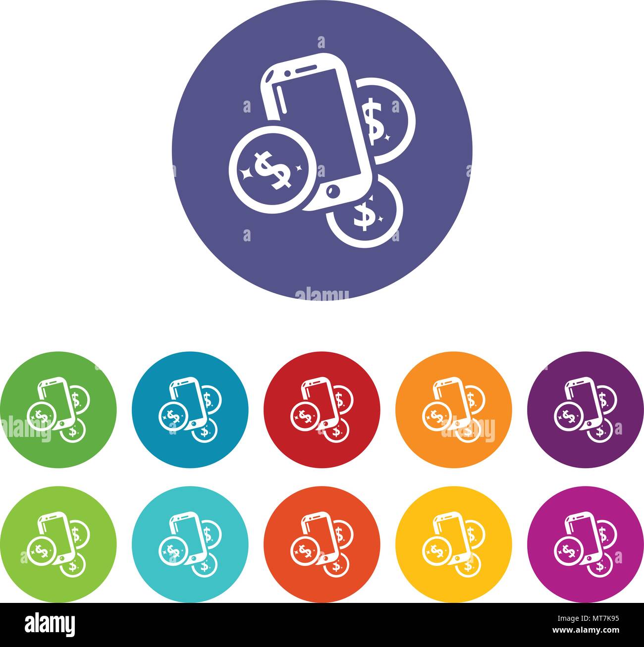 Mobile money icons set vector color Stock Vector Image & Art - Alamy