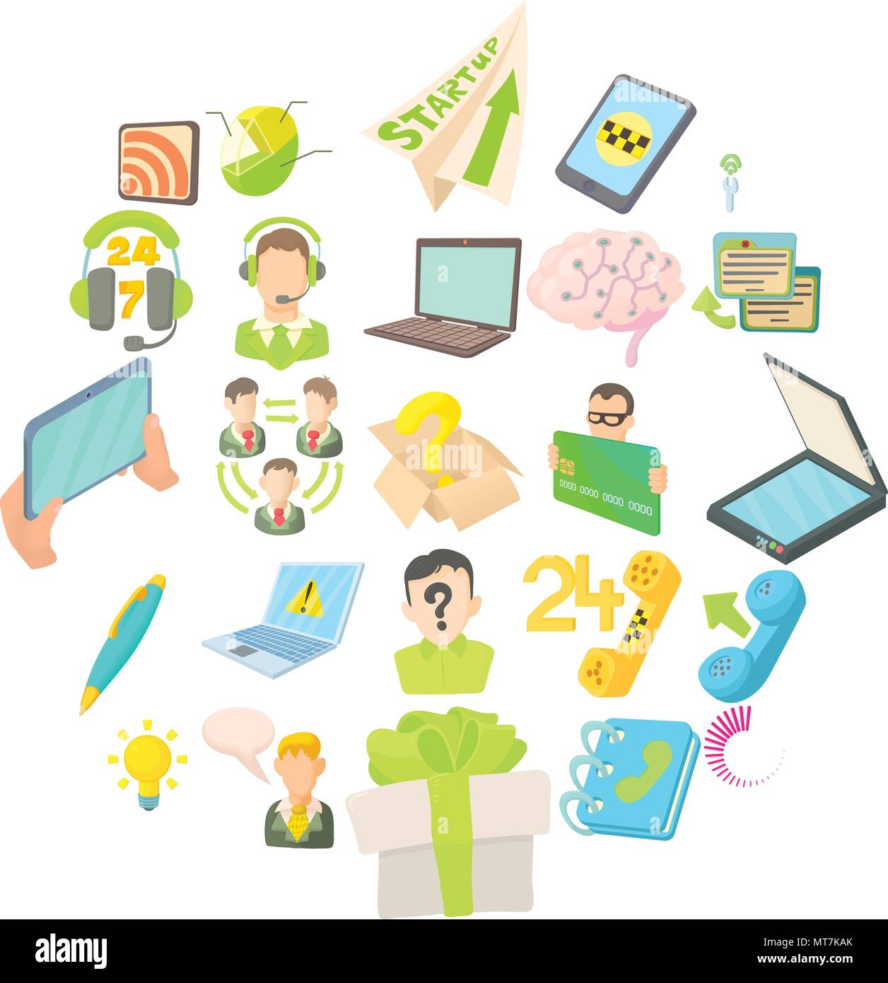 Mobile telecommunications icons set, cartoon style Stock Vector Image ...