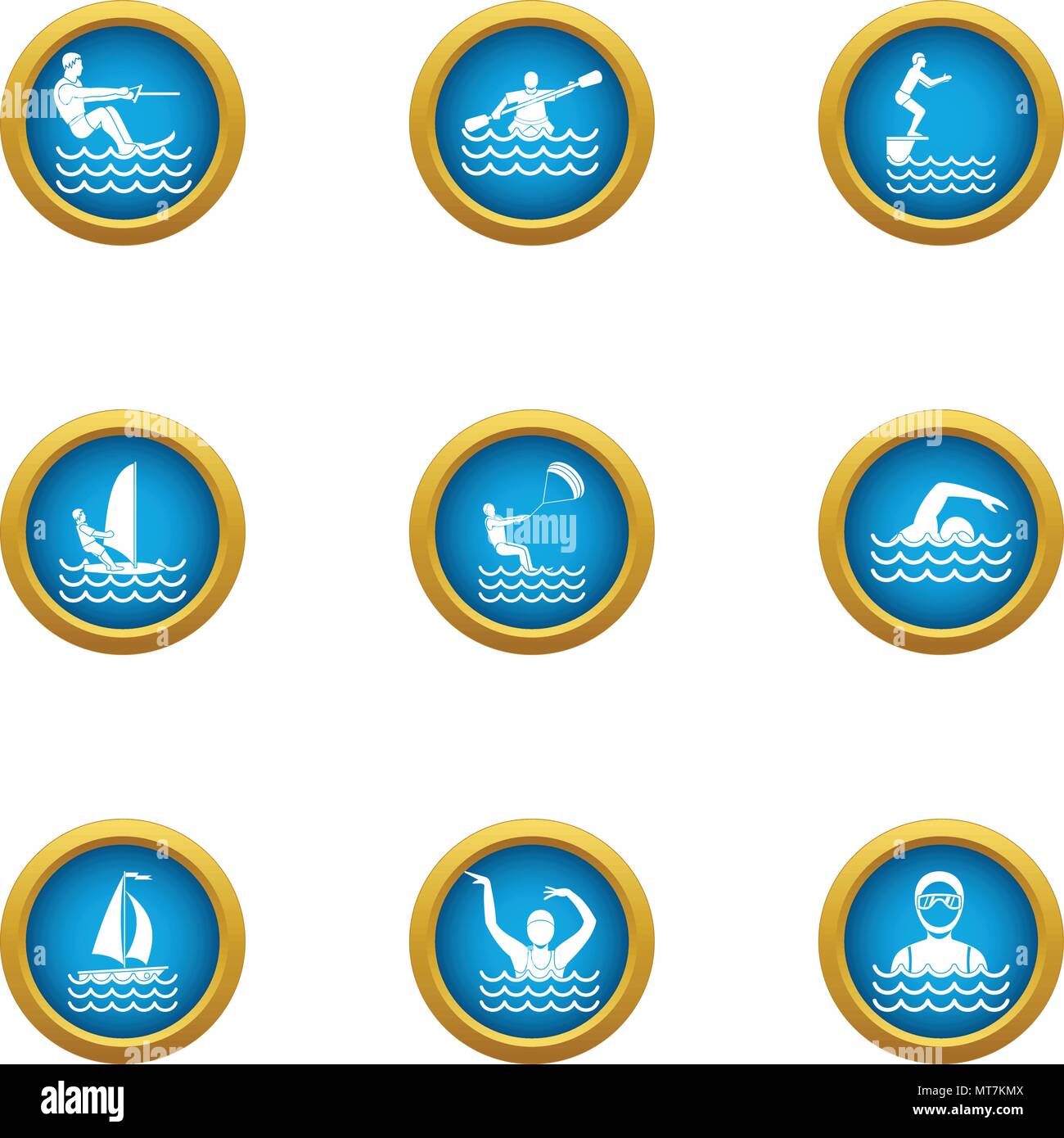 Swimming in water icons set, flat style Stock Vector Image & Art - Alamy