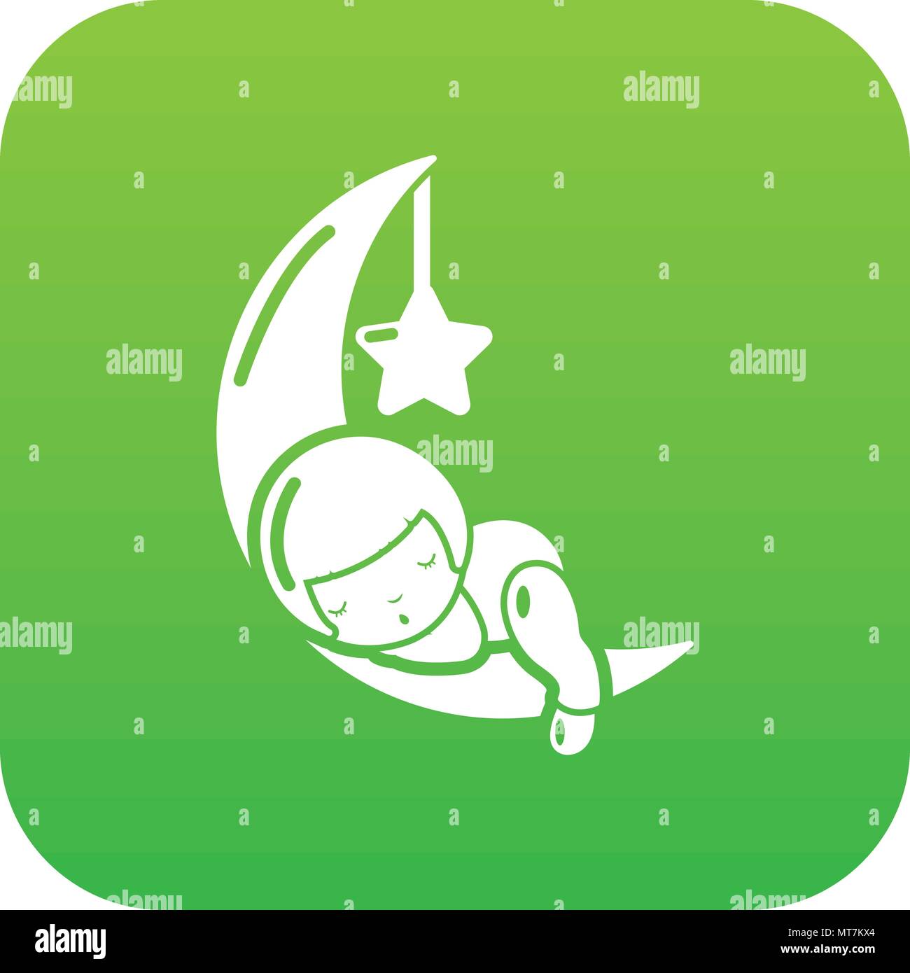 Sleeping girl icon green vector Stock Vector Image & Art - Alamy