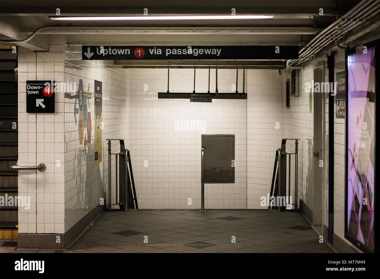 Corridor at the Columbus Circle subway station in New York City Stock ...