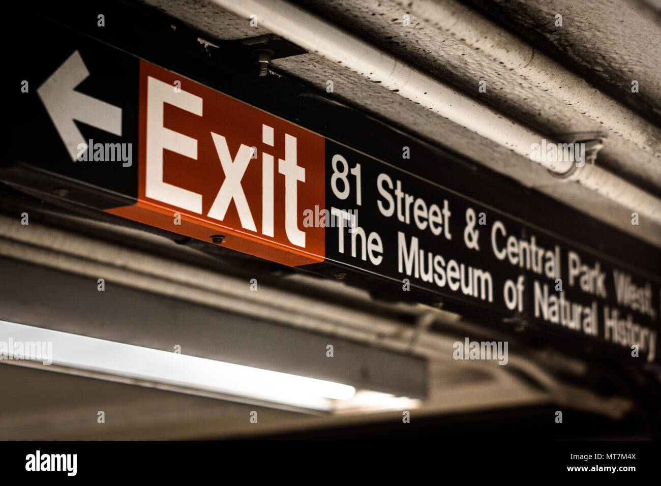 Exit sign at the 81st Street-Museum of Natural History Station on the ...