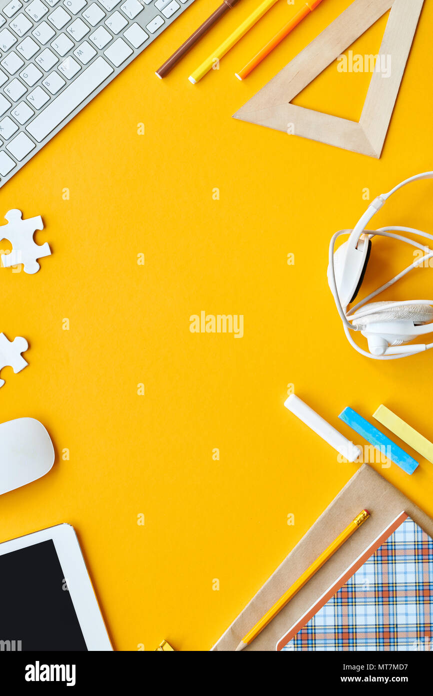 Flat lay school supplies composition hi-res stock photography and ...