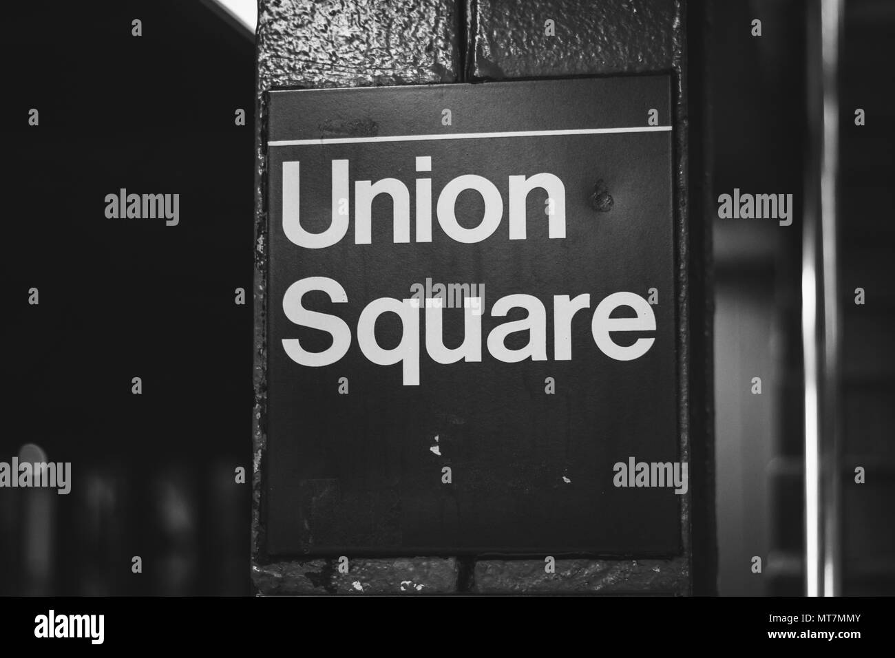 Union Square subway station sign in Manhattan, New York City Stock ...
