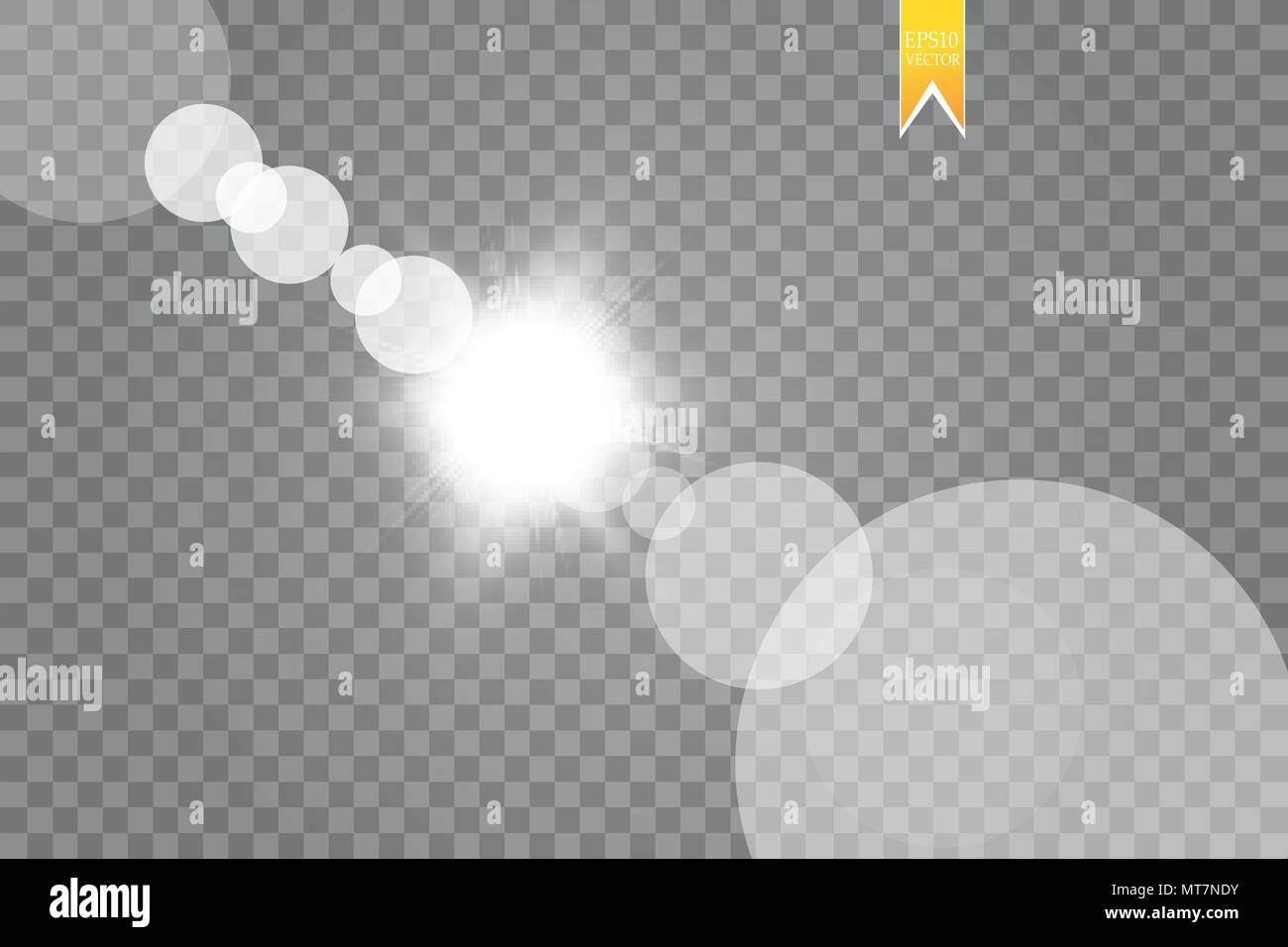 Lens flare effect isolated on transparent background. Glow flashlight ...