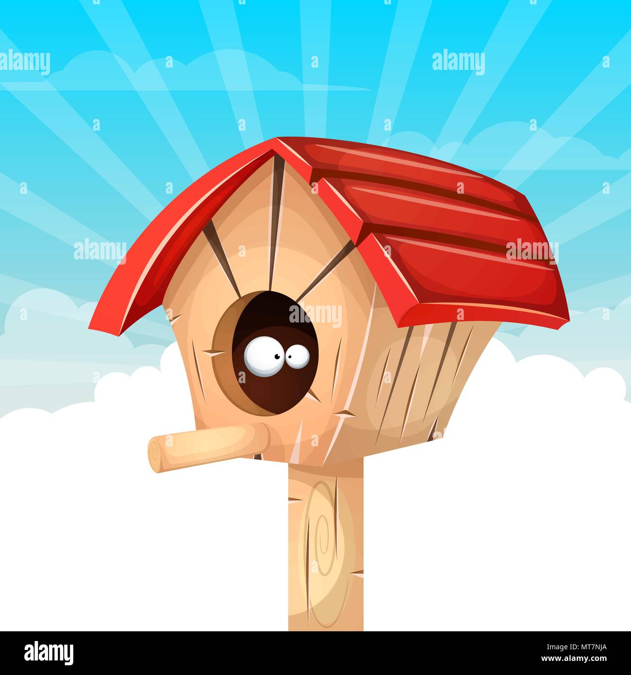 Cartoon birdhouse illustration. Cloud landscape Stock Vector Image ...