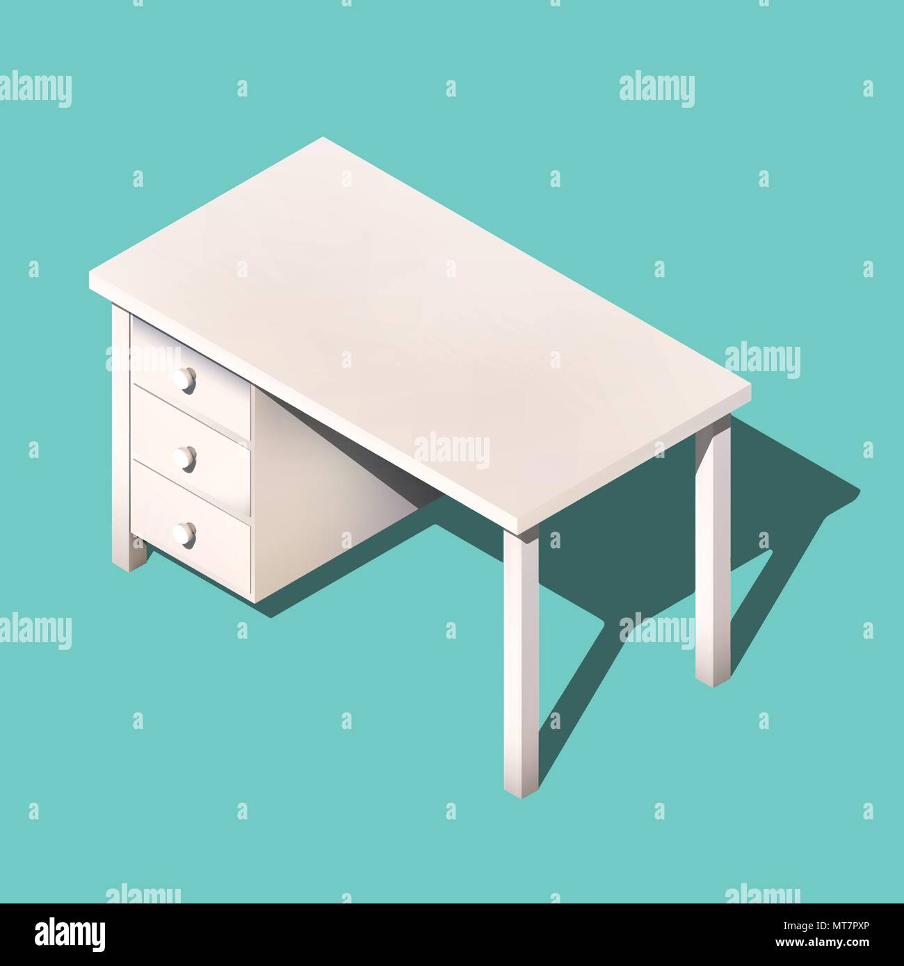 Isometric office table. Modern workplace vector illustration Stock ...