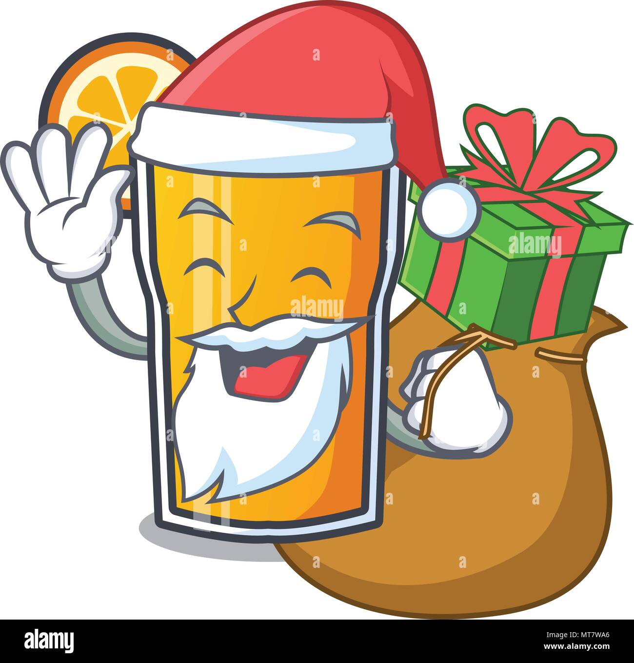 Santa with gift orange juice mascot cartoon Stock Vector Image & Art ...
