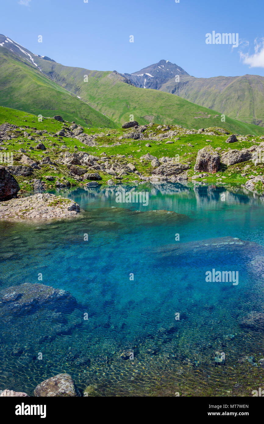 Blue Lake in Roshka - Chauki mountain valley, Georgia Stock Photo - Alamy