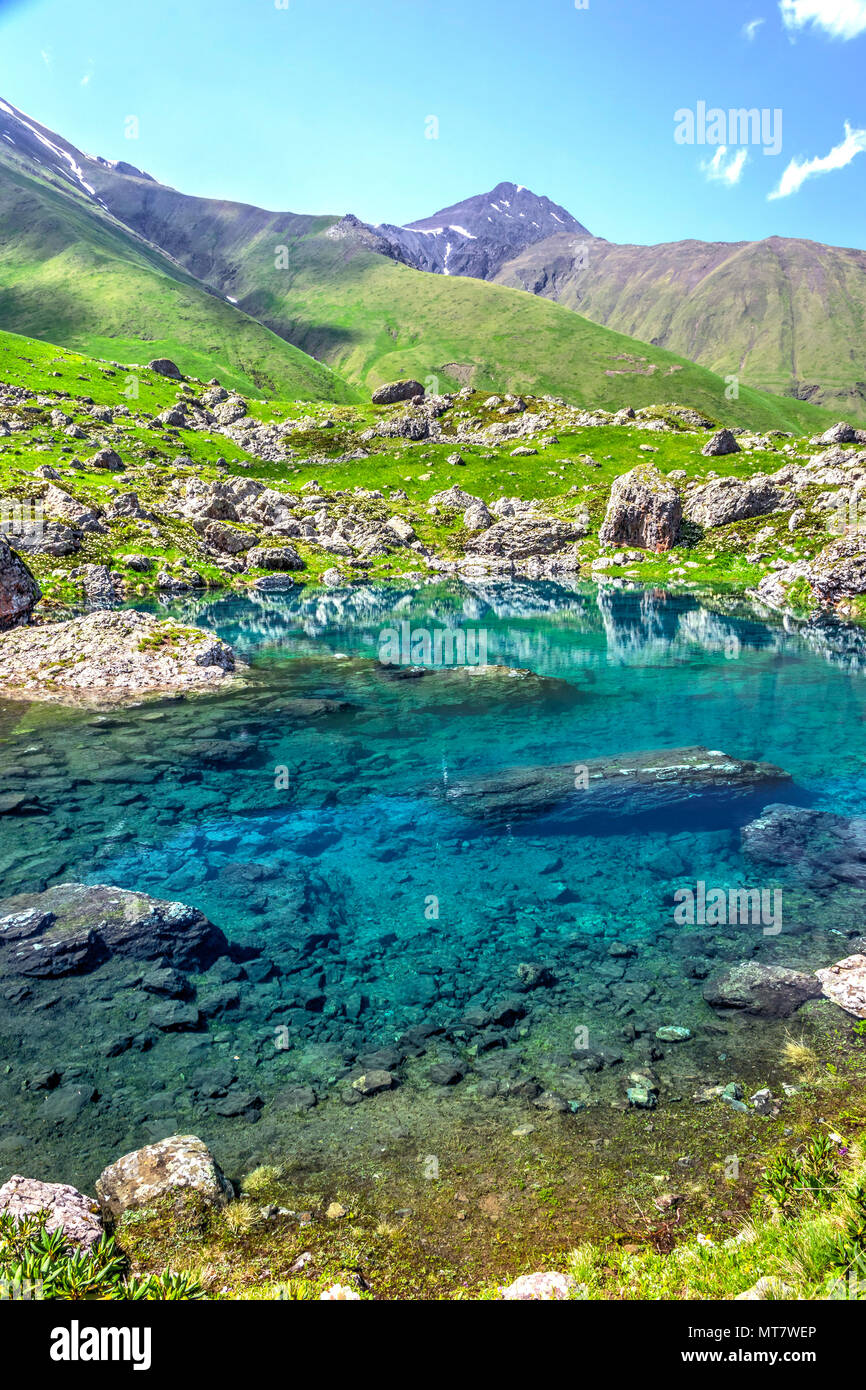 Blue Lake in Roshka - Chauki mountain valley, Georgia Stock Photo - Alamy