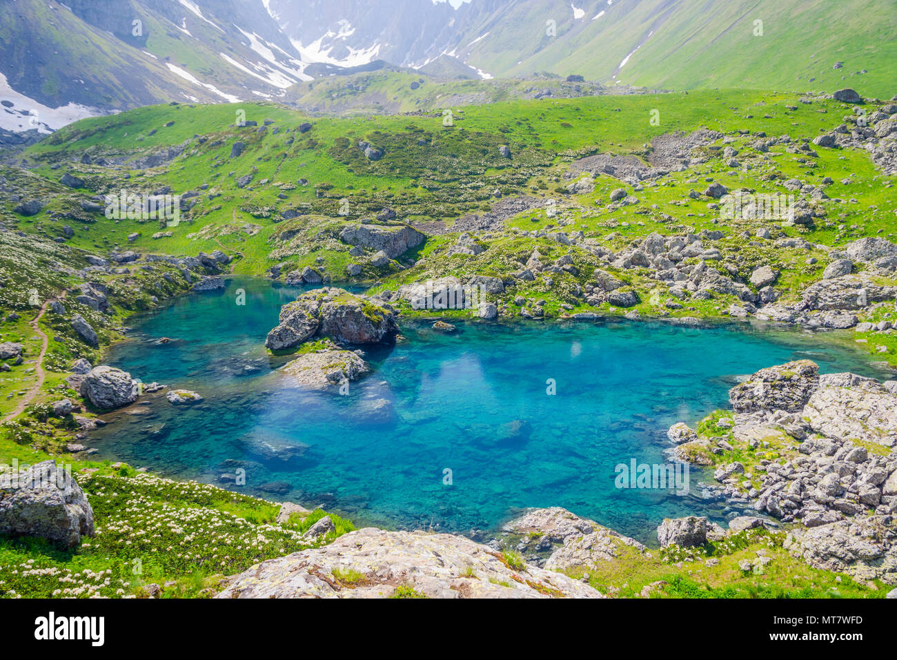Blue Lake in Roshka - Chauki mountain valley, Georgia Stock Photo - Alamy