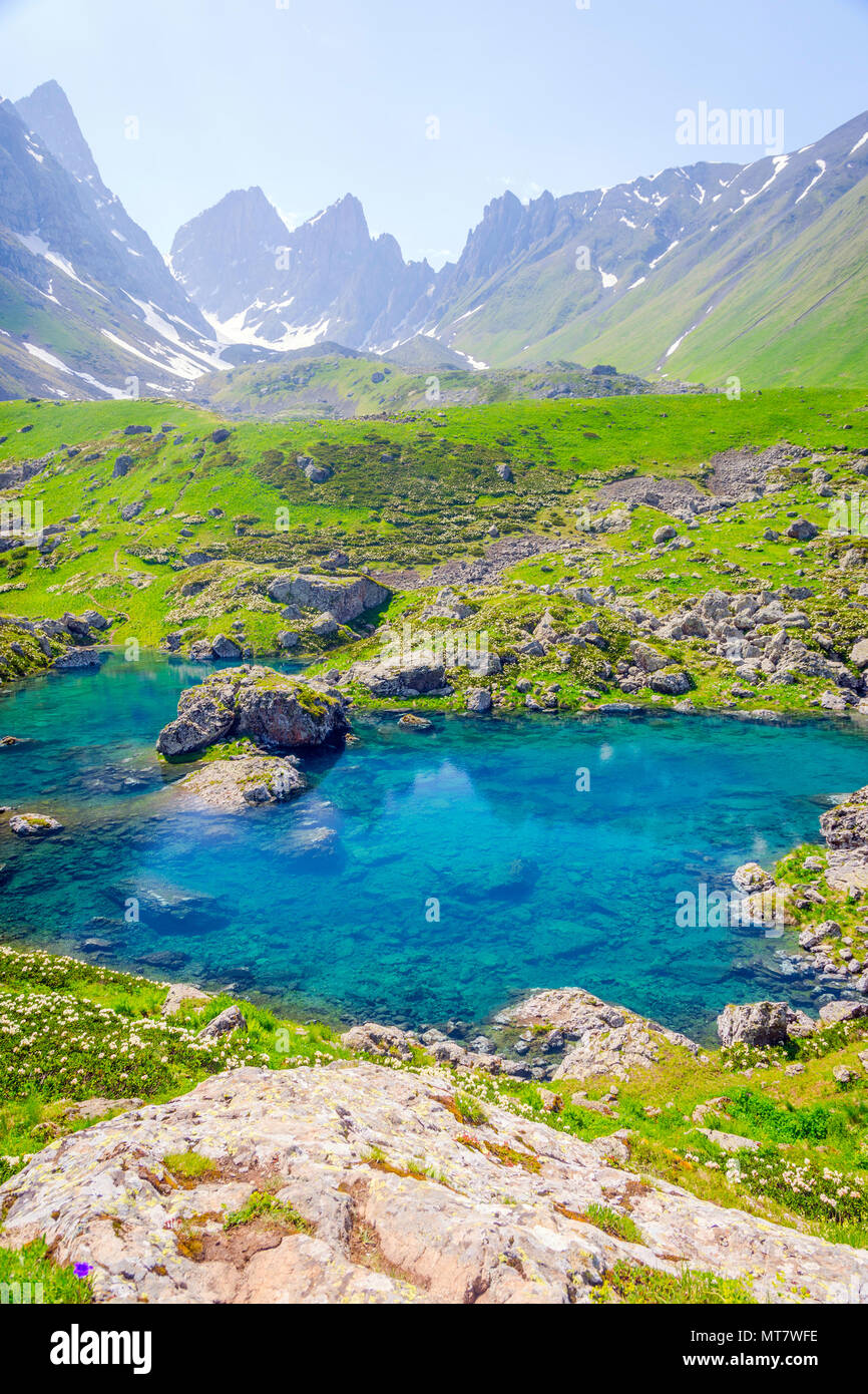 Blue Lake in Roshka - Chauki mountain valley, Georgia Stock Photo - Alamy