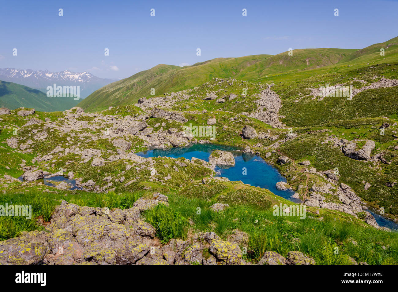 Blue Lake in Roshka - Chauki mountain valley, Georgia Stock Photo - Alamy