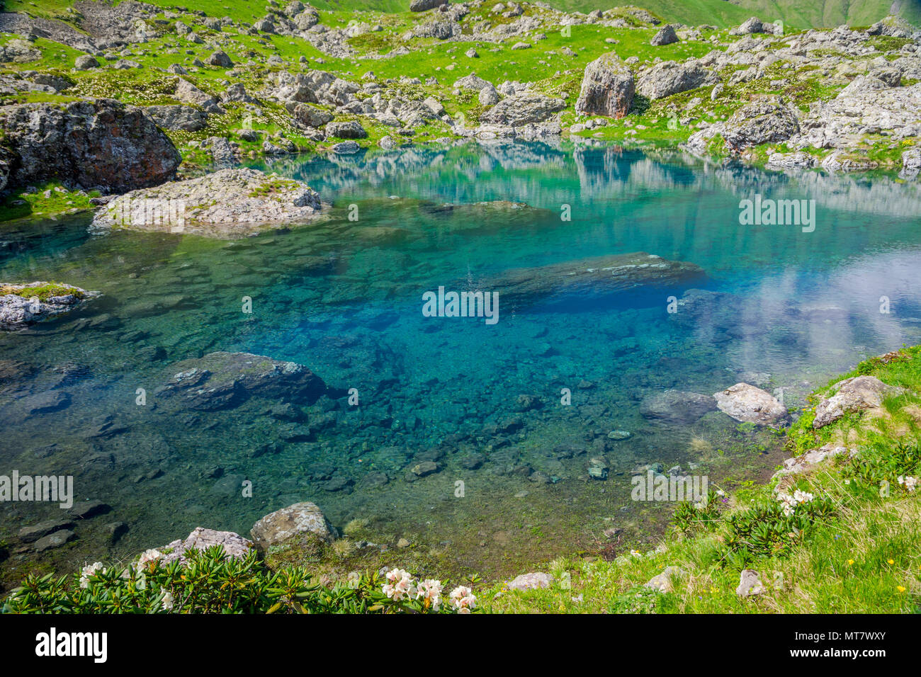 Blue lake in roshka chauki mountain valley hi-res stock photography and ...