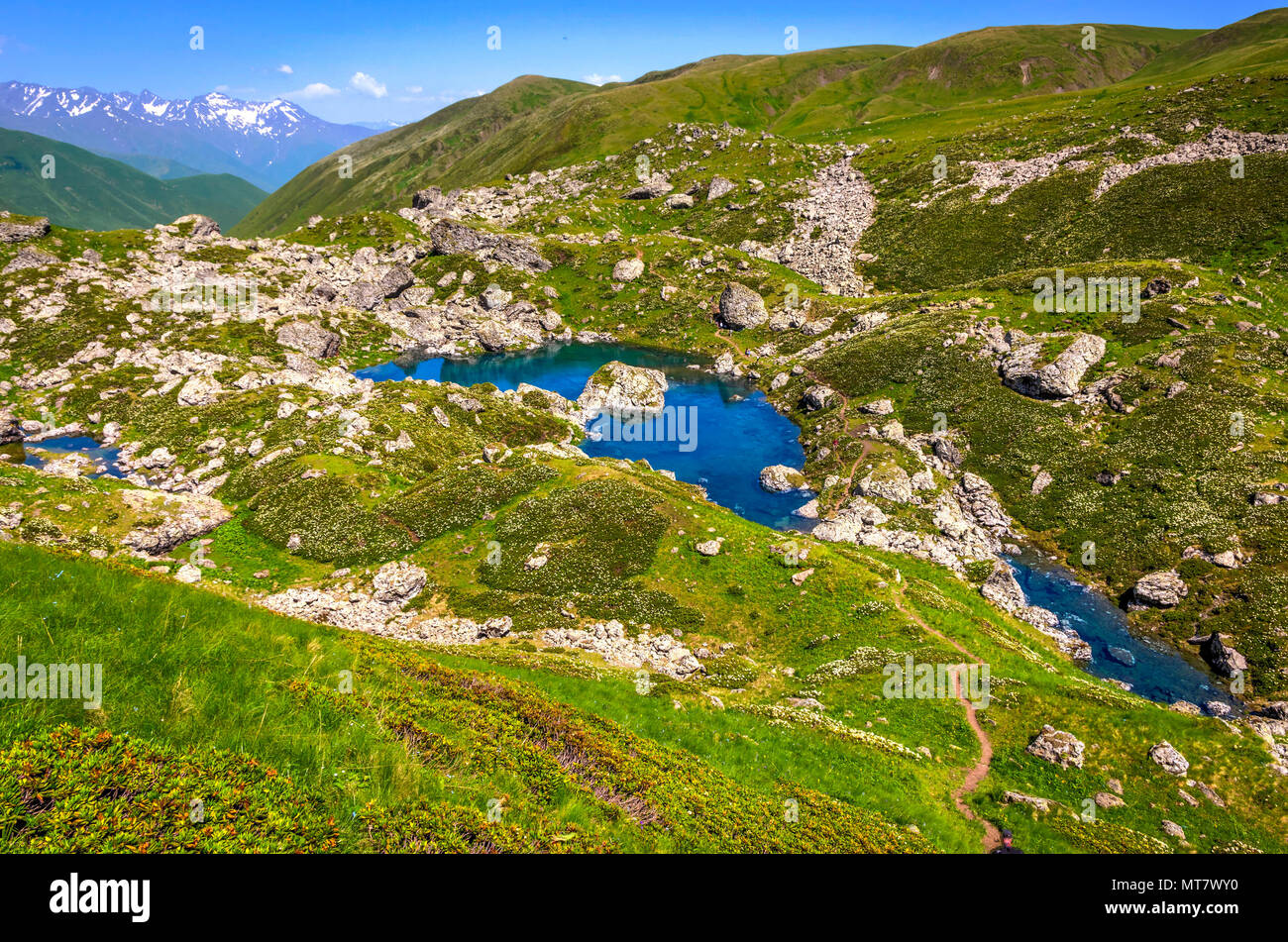 Blue Lake in Roshka - Chauki mountain valley, Georgia Stock Photo - Alamy