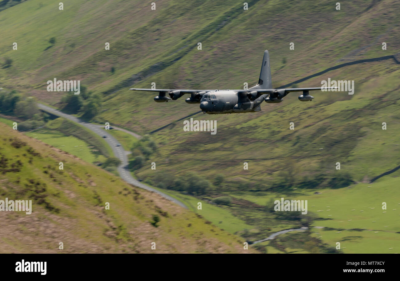 USAF Lockheed MC-130J low level flying training in the Mach Loop, LFA7 ...