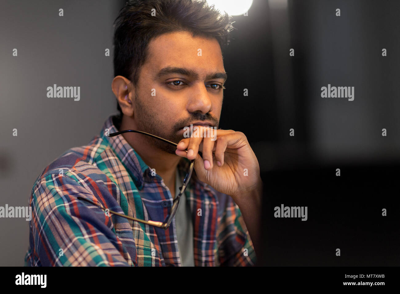 Closeup man working late night hi-res stock photography and images - Alamy