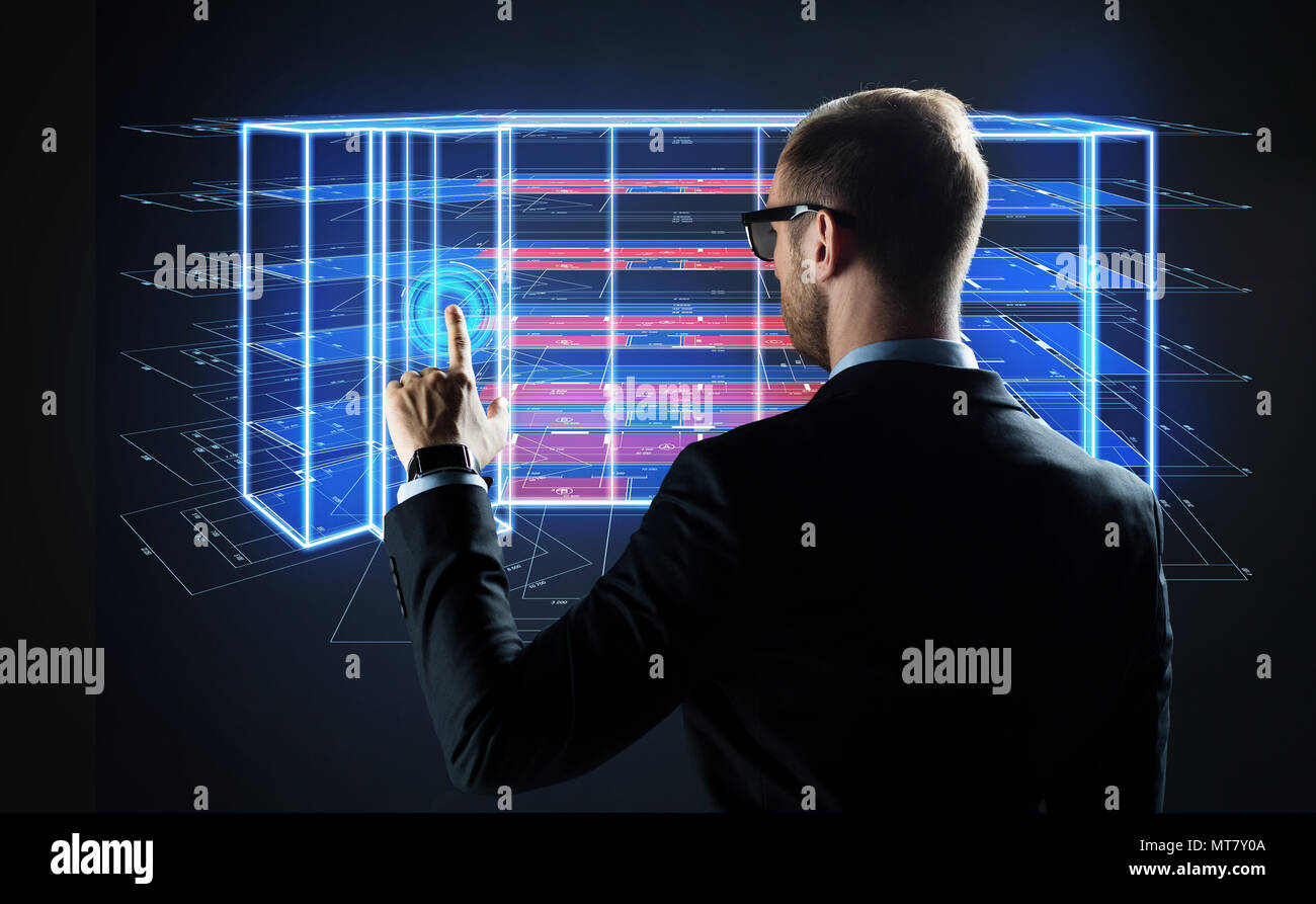 businessman with virtual construction project Stock Photo - Alamy