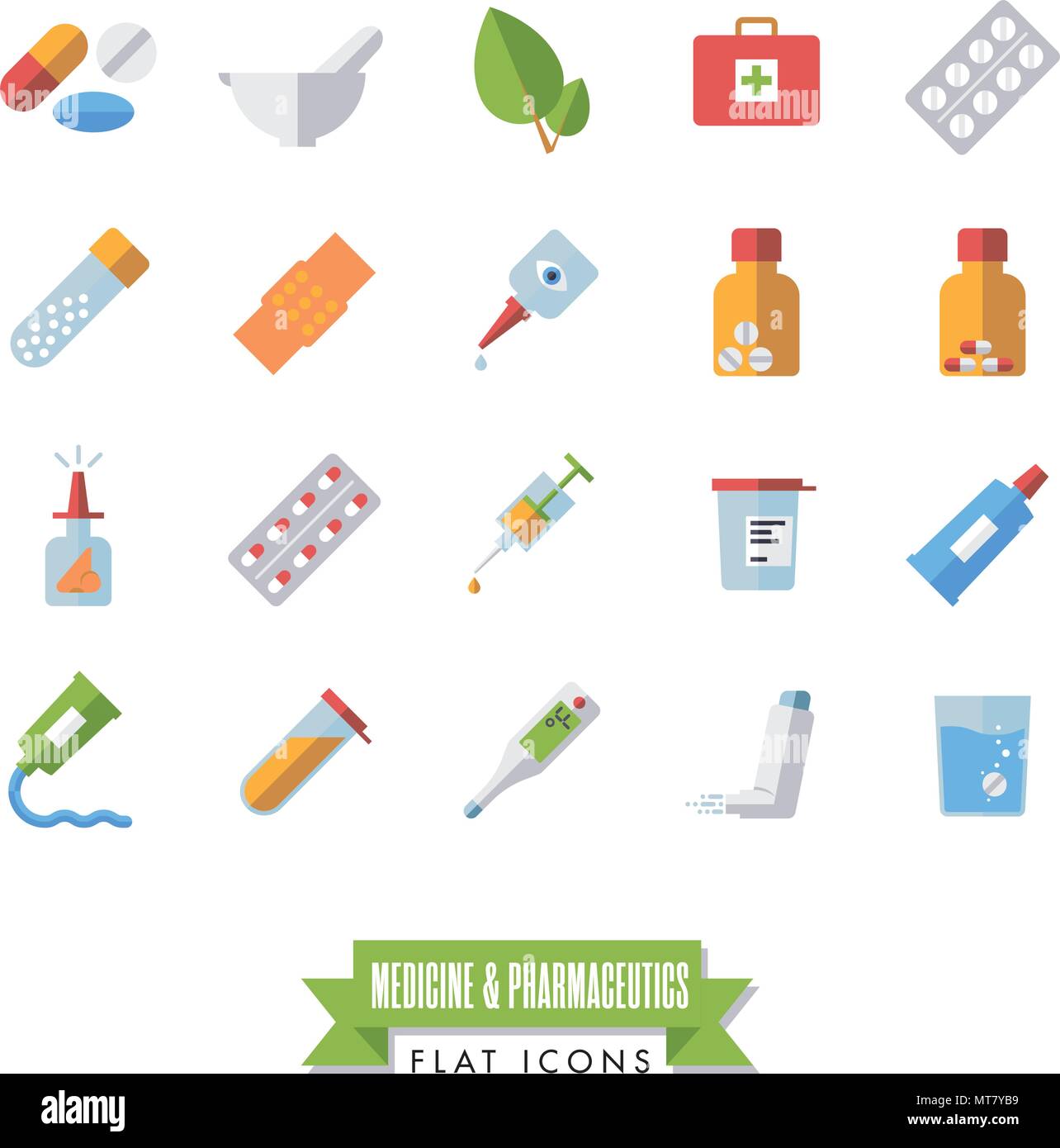 Collection of flat design isolated medicine and pharmaceutics icons ...