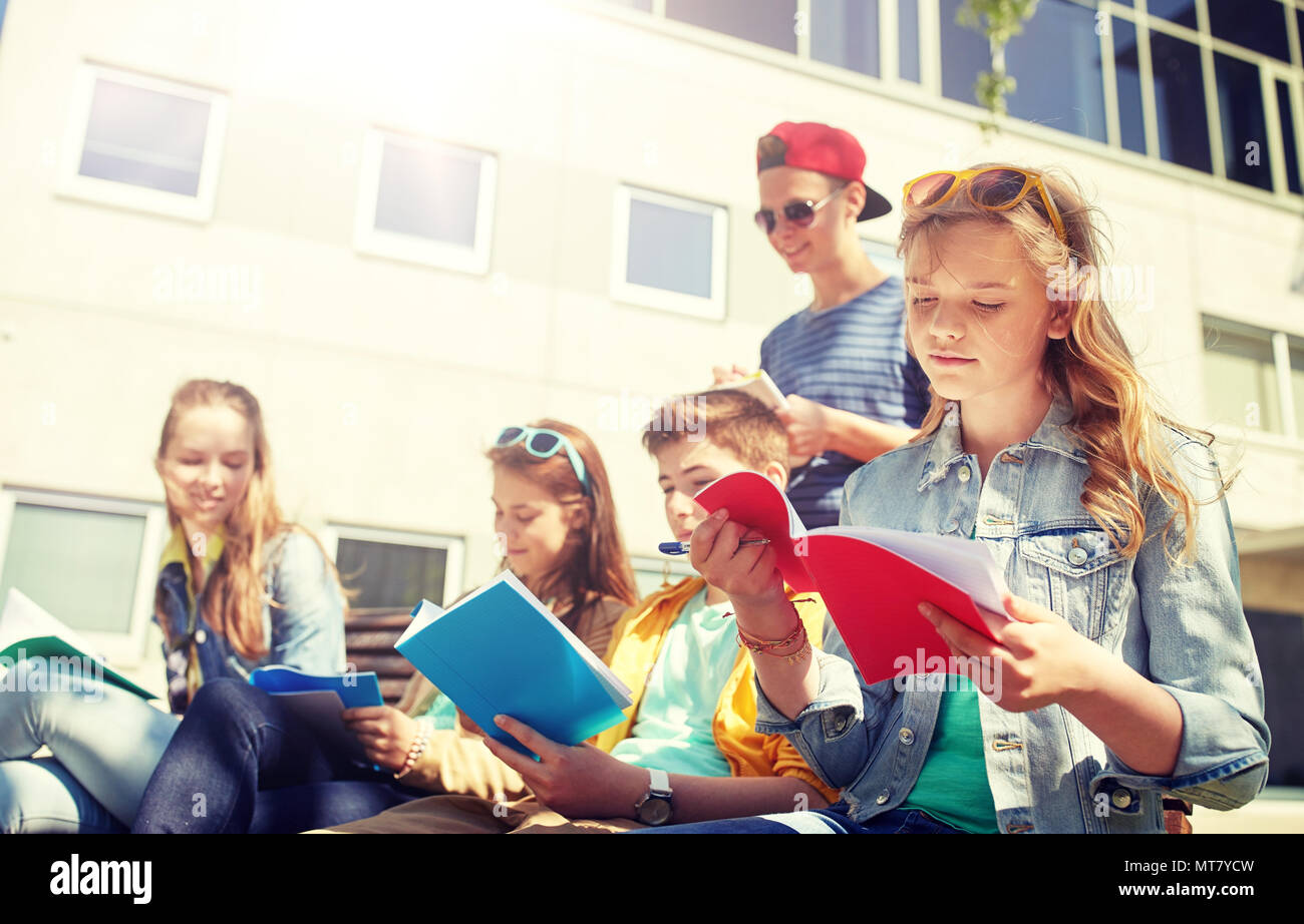 group of students with notebooks at school yard Stock Photo - Alamy