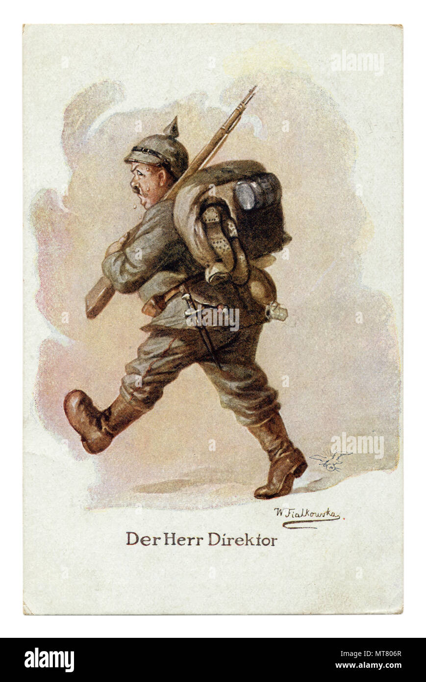 German historical postcard: Der Herr Direktor (The Director). A fat man ...