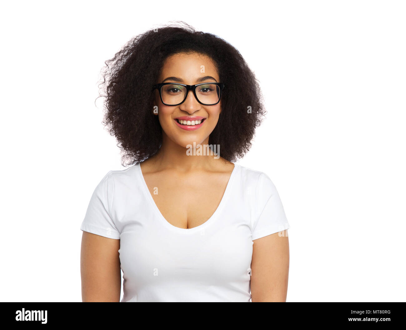 Woman in white shirt glasses hi-res stock photography and images - Alamy