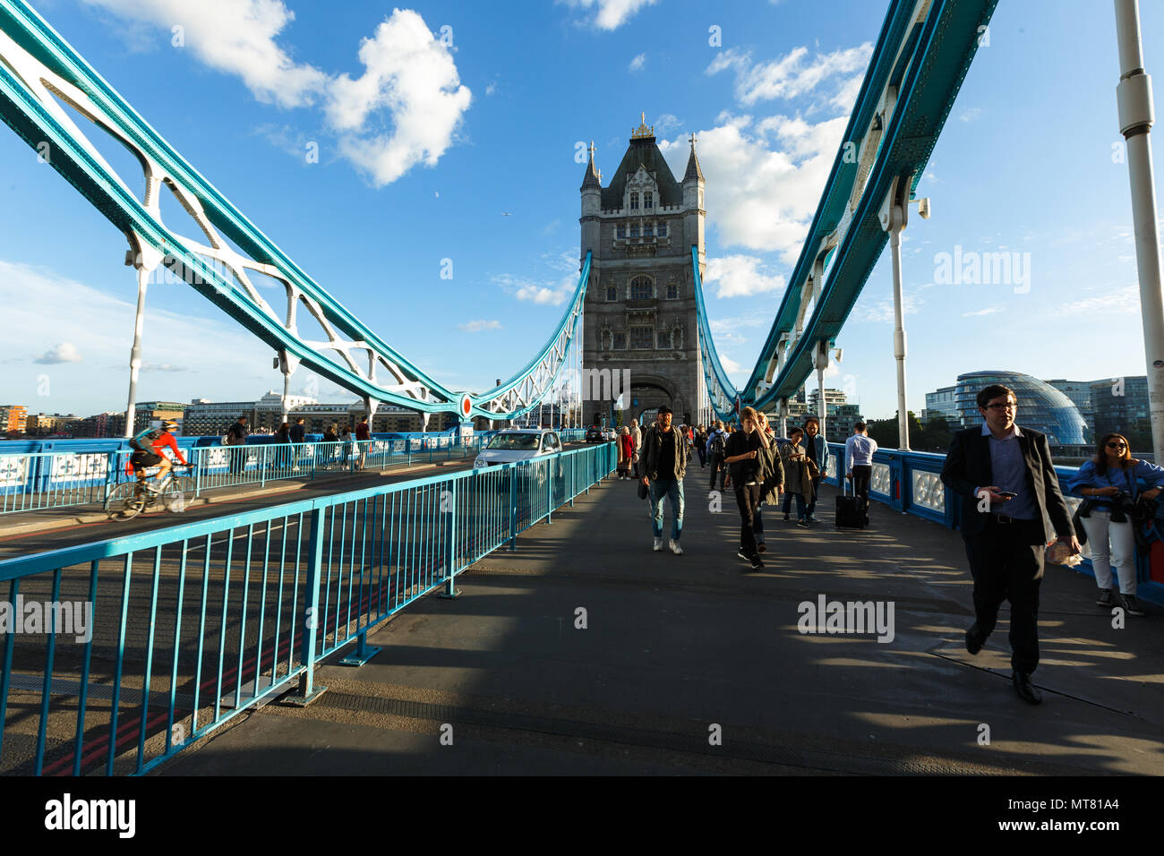 people walk on the Tower Bridge. London, evening Stock Photo - Alamy