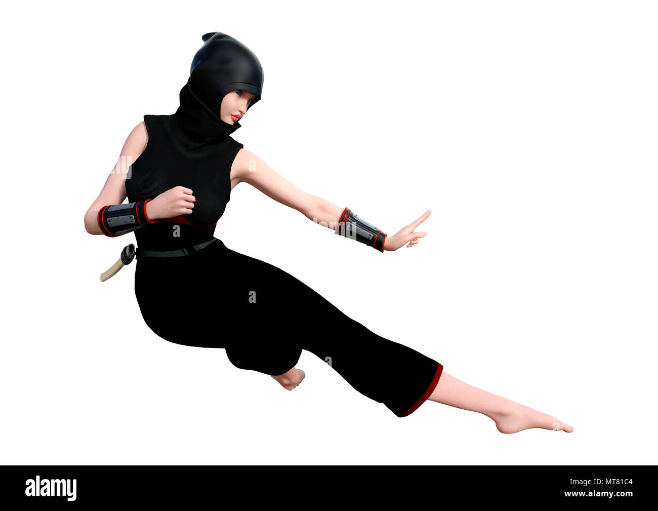 3D rendering of a female ninja isolated on white background Stock Photo ...