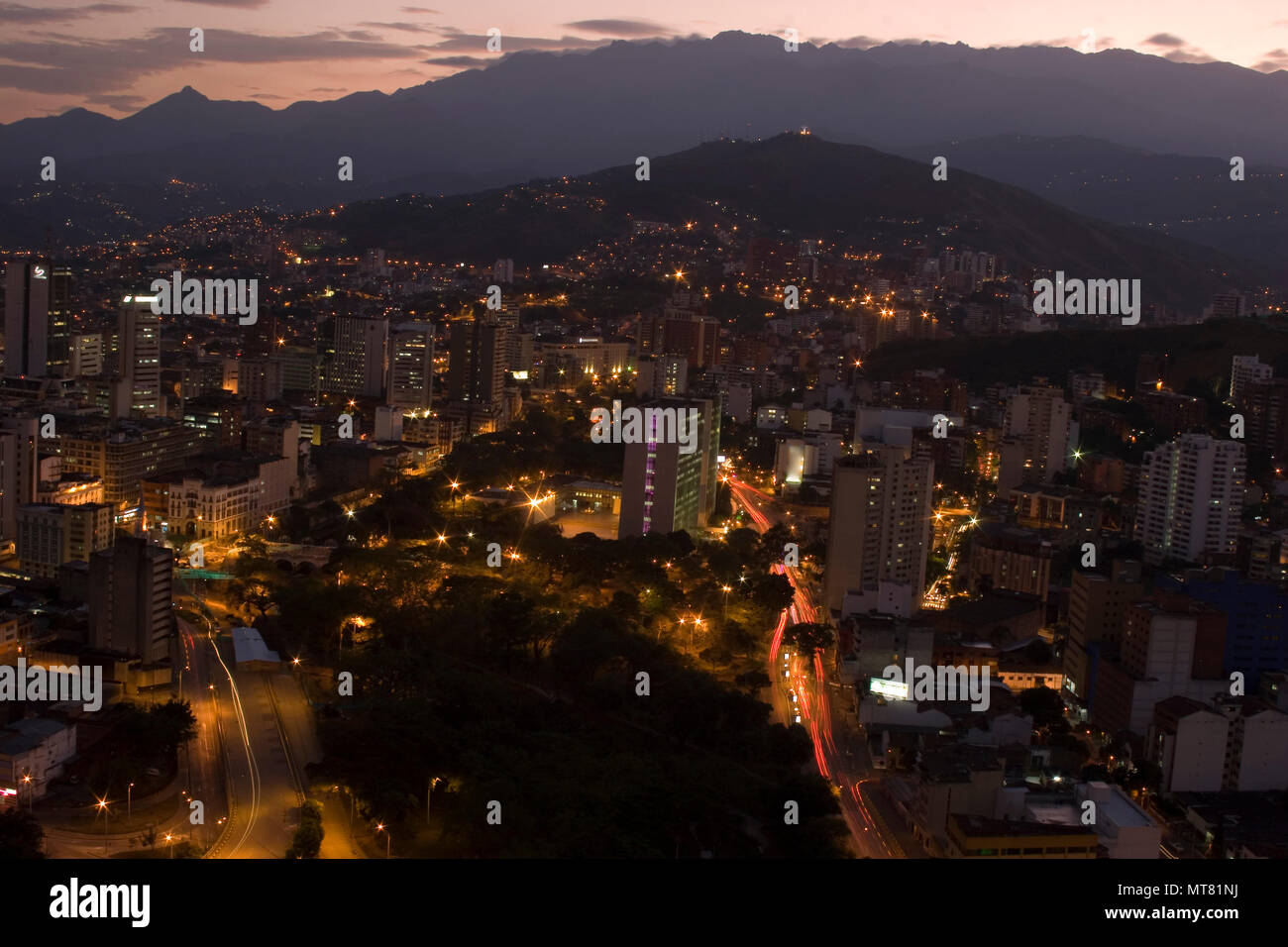 Aerial View Of City Night, Modern Urban City At Night Stock Photo - Alamy