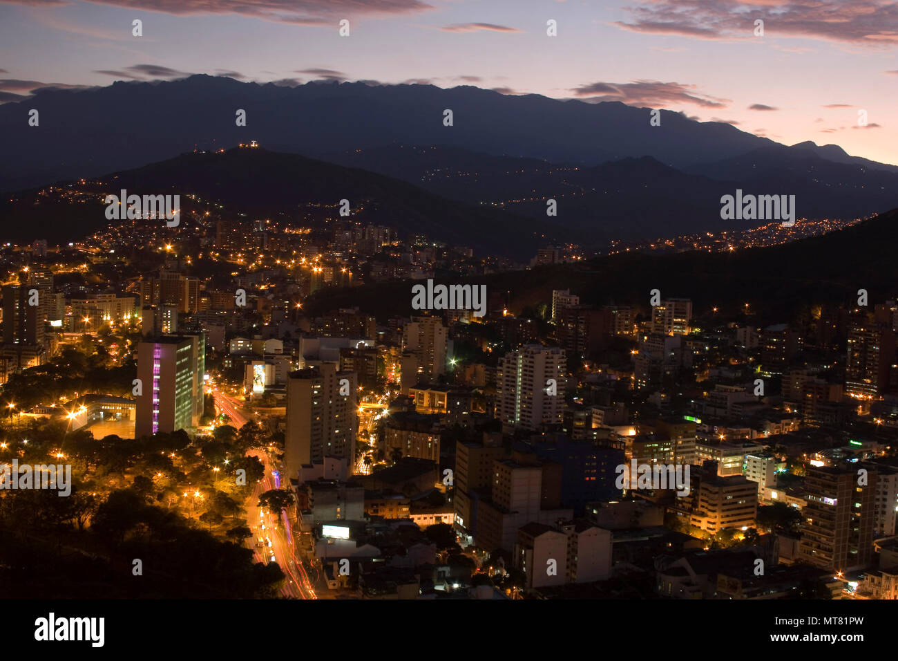 Aerial View Of City Night, Modern Urban City At Night Stock Photo - Alamy