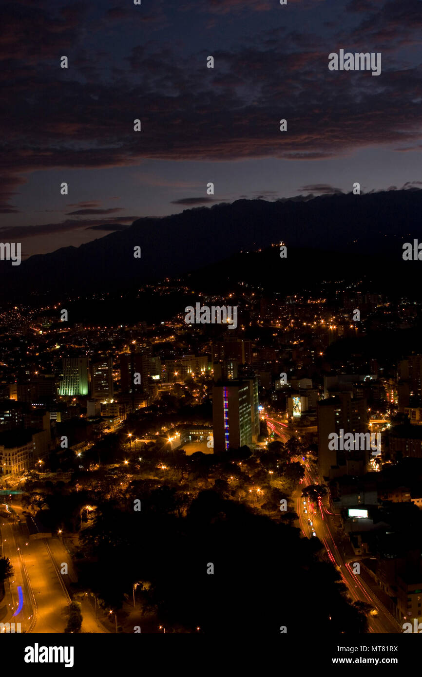 Aerial View Of City Night, Modern Urban City At Night Stock Photo - Alamy