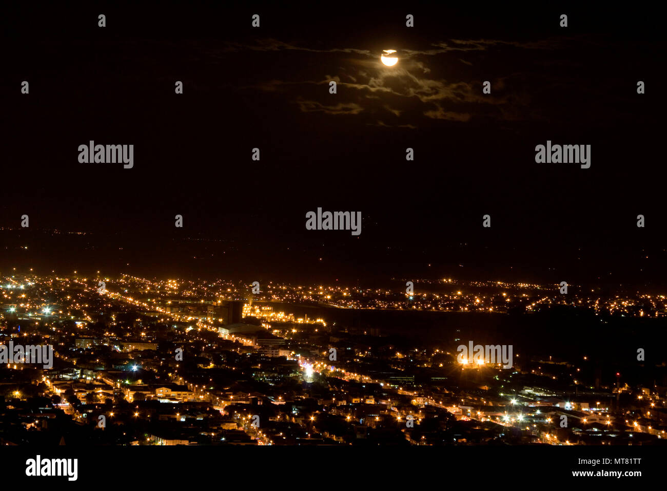 Aerial View Of City Night, Modern Urban City At Night Stock Photo - Alamy