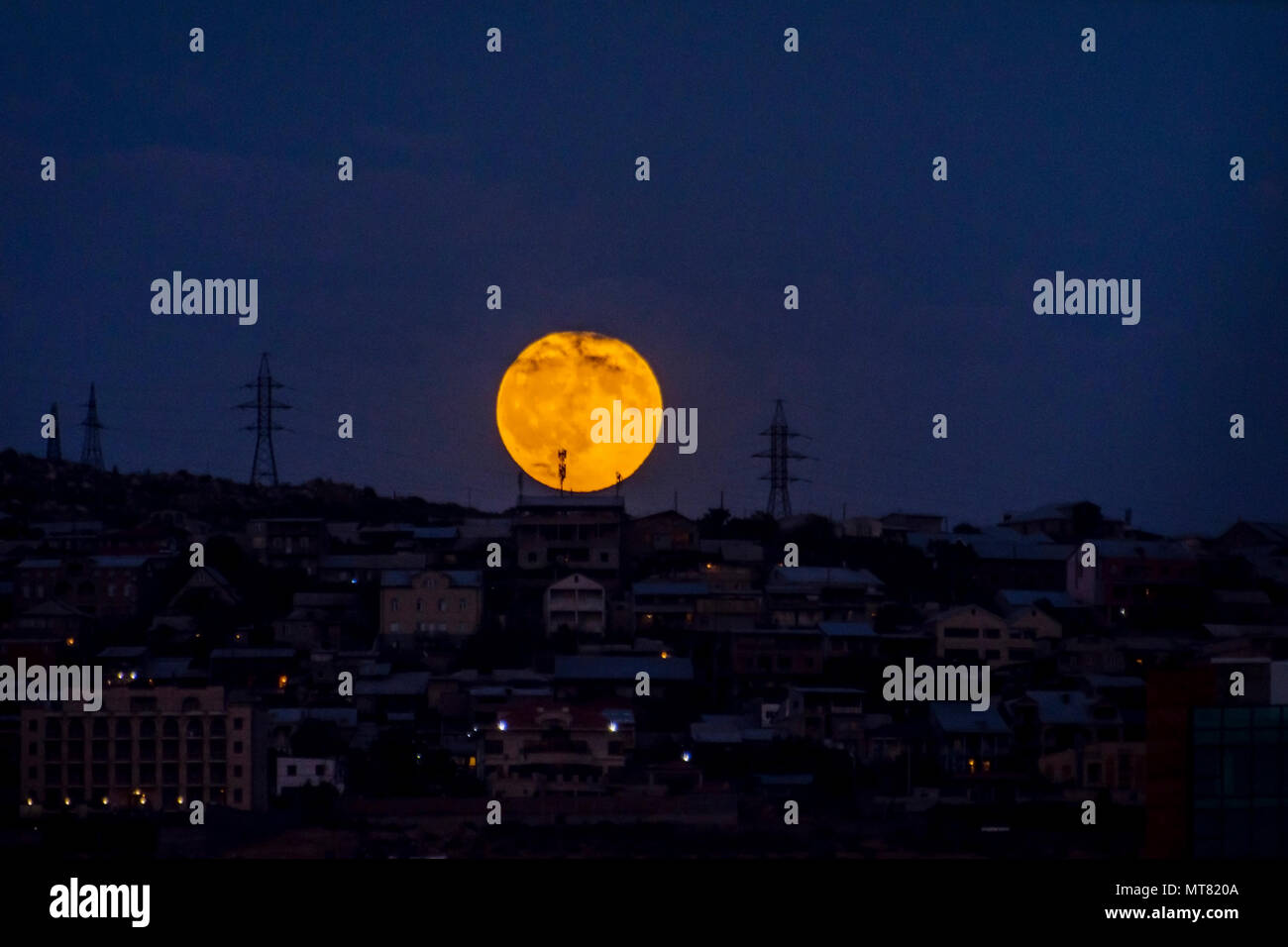 Full moon rising over Yerevan, Armenia Stock Photo - Alamy